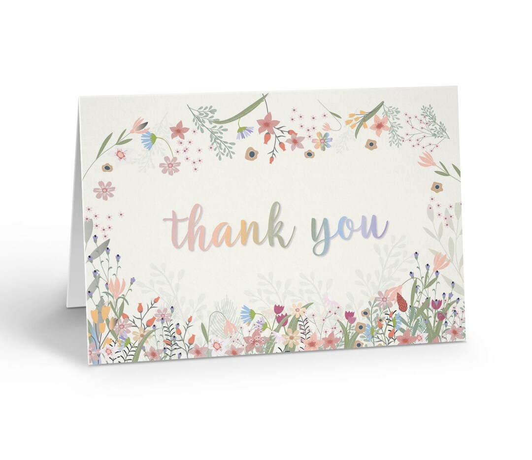 Colorful Wild Flowers Thank You Note Card - 10 Boxed Cards & Envelopes ...