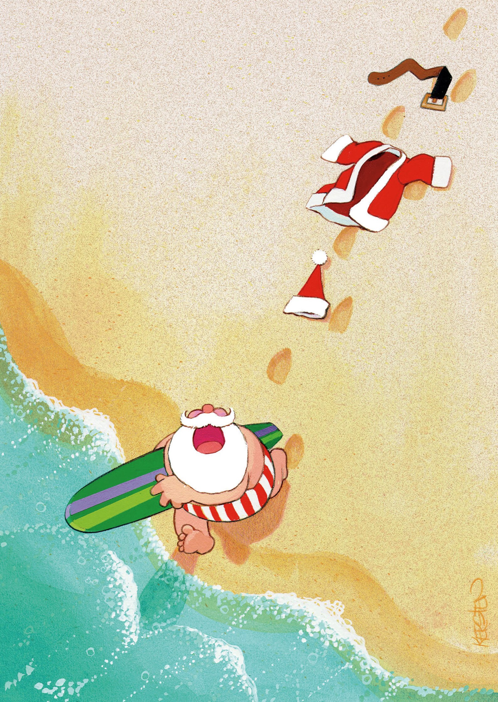 Santa is Going Surfing Funny Holiday Card - 18 Holiday Beach Cards & 19 ...