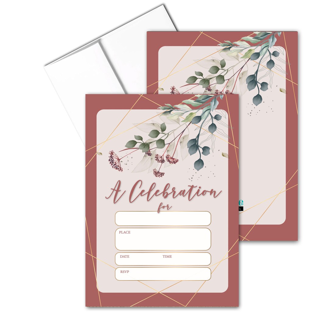 Pretty Rustic Floral Party Invitations - 25 Celebration Invites ...