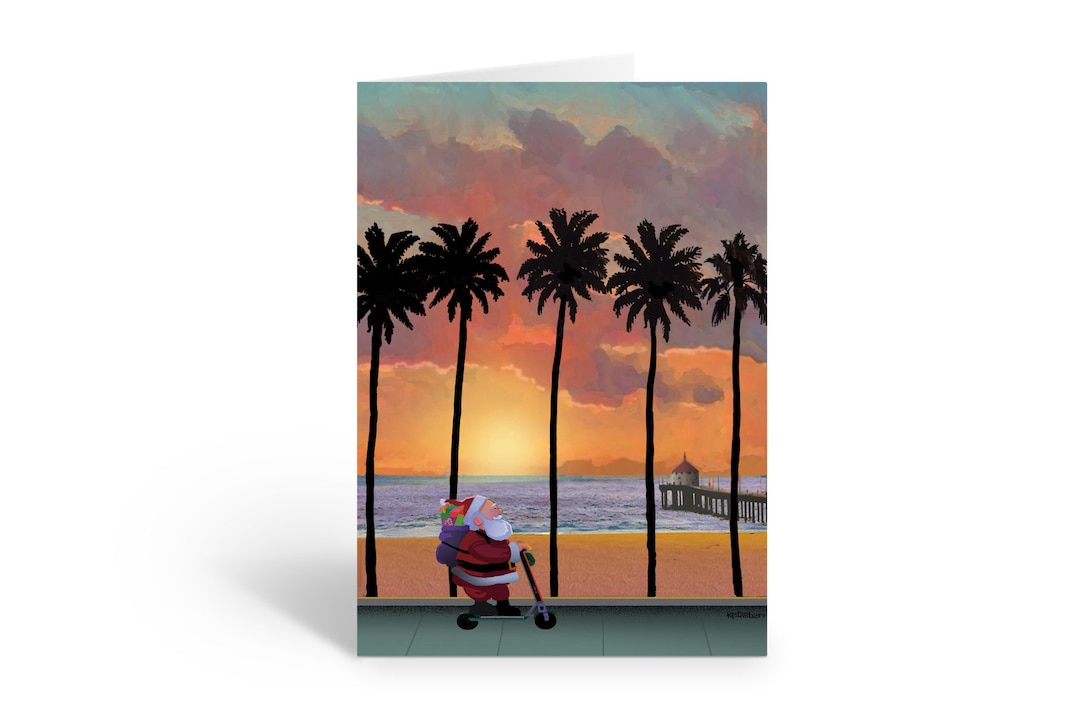 Gorgeous Sunset Boardwalk Holiday Card - 18 Beach Christmas Cards & 19 ...
