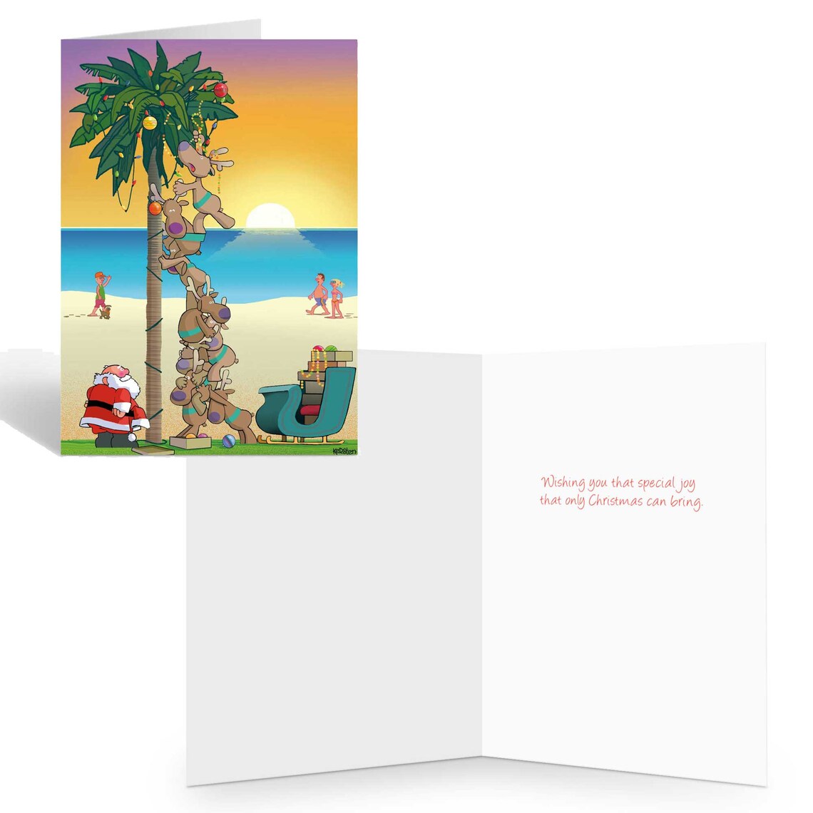 Tropical Christmas Card Variety Pack - 15 Assorted Beach Cards ...