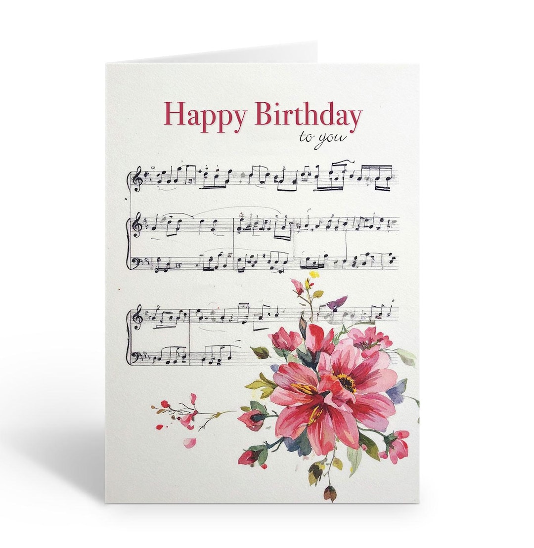 Sheet Music Themed Birthday Card - 1 Single Card With Envelope ...