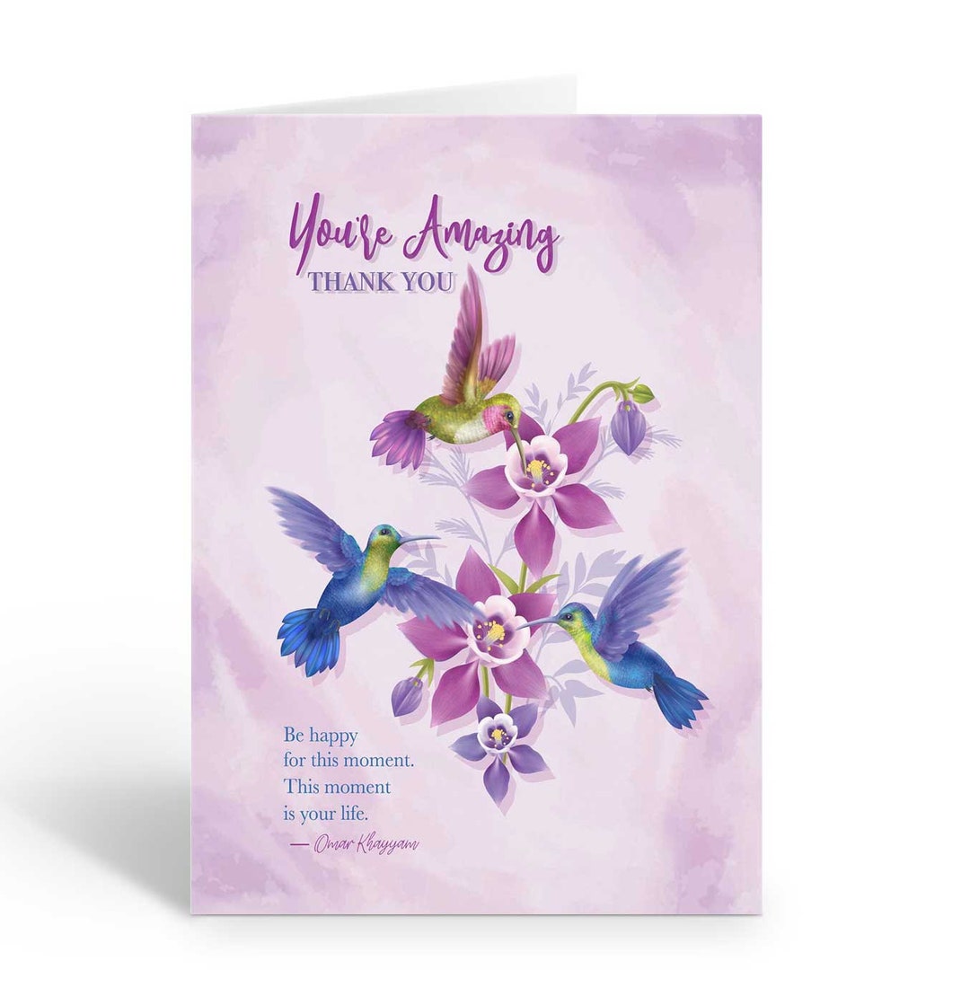 Pretty Hummingbirds Thank You Note Card - 10 Thank You Note Cards and ...