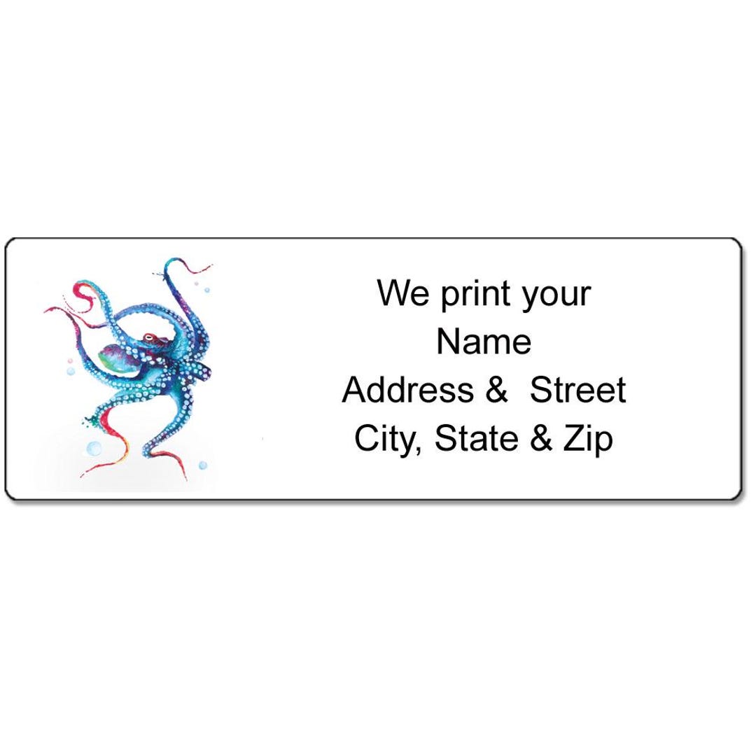 Colorful Octopus Customized Return Address Label - 1 X 2 1/8 Inches ...