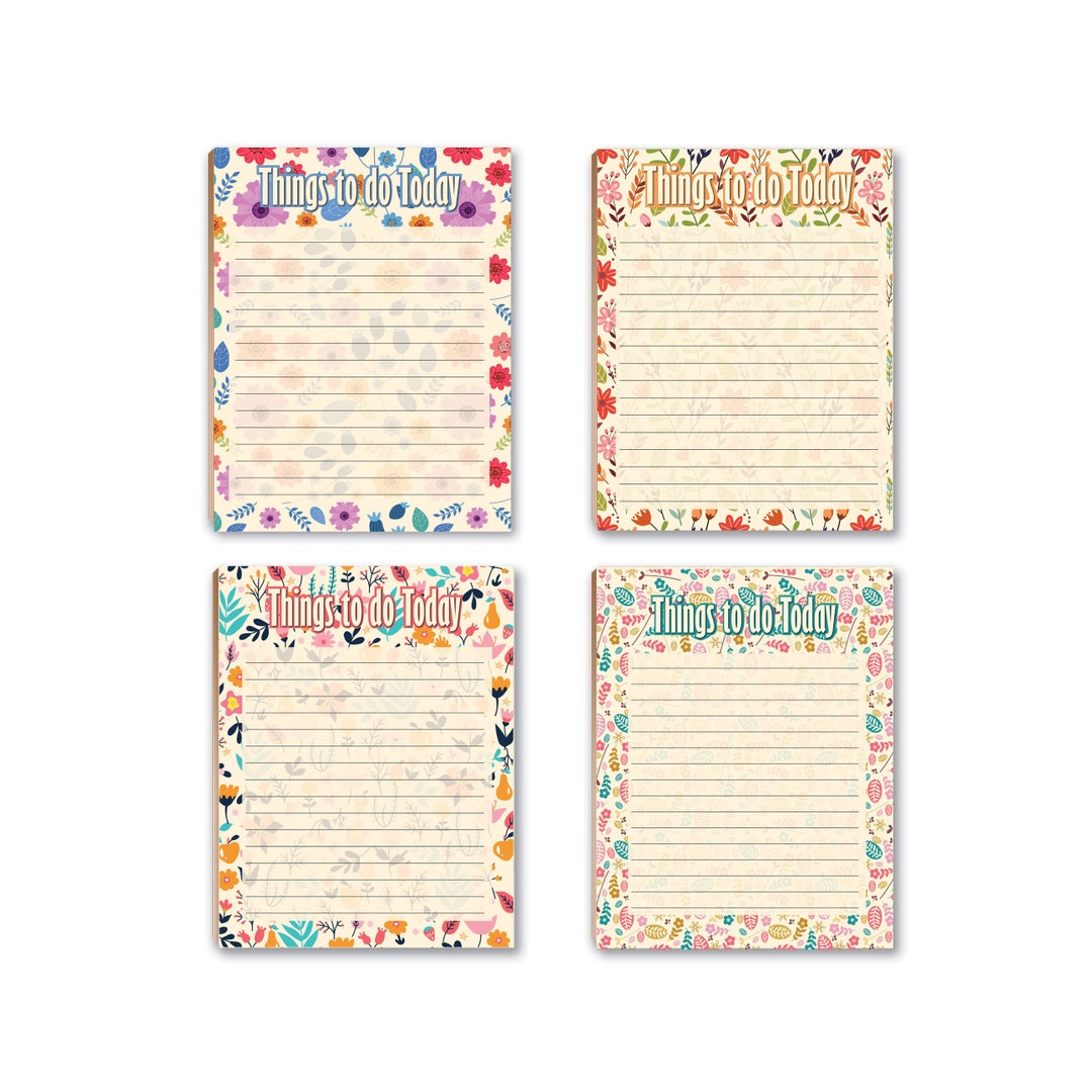 Floral Notepad Assorted Pack - 4 Fun Flower Notepads- 691 - Etsy