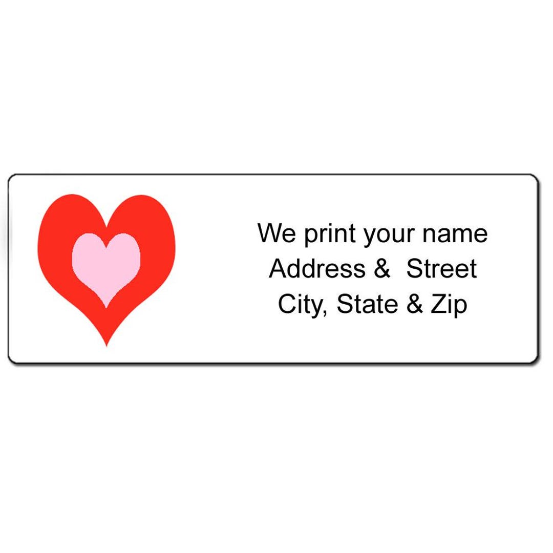 Custom Heart Themed Return Address Labels - Personalized Address Label ...
