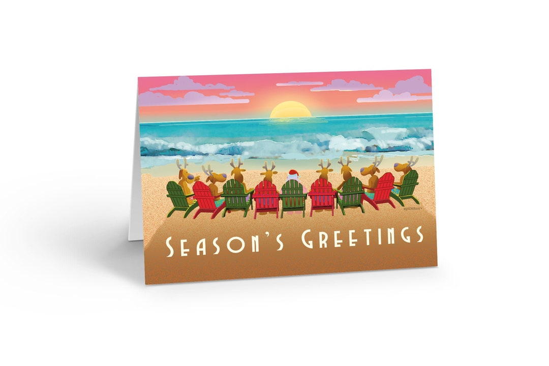 Beach Sunset Christmas Card 18 Cards & Envelopes - Beach Christmas ...