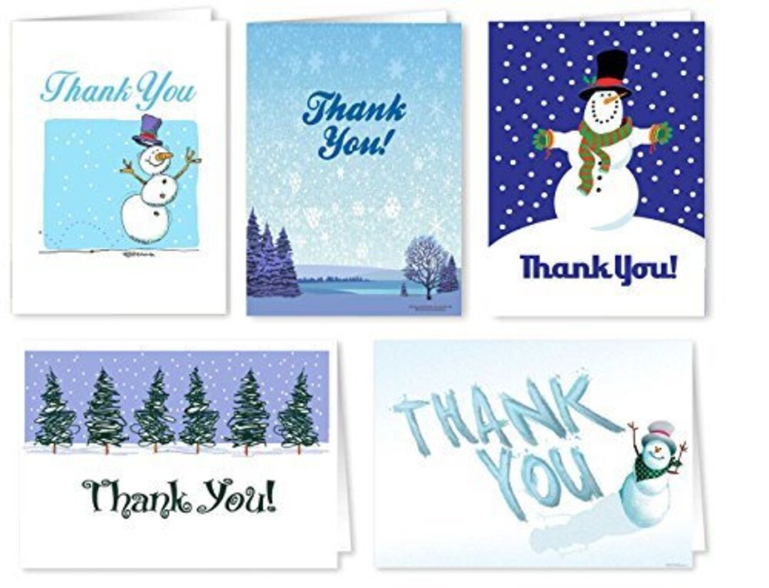 Assorted Winter Theme Note Card Pack - 20 Blank Note Cards & Envelopes ...