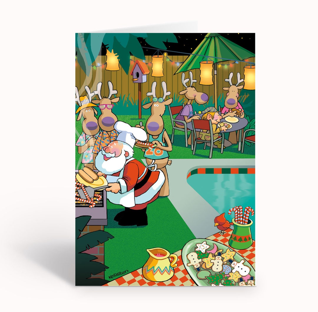 Pool Party and BBQ - 18 Christmas Cards and Envelopes - 30014 - Etsy