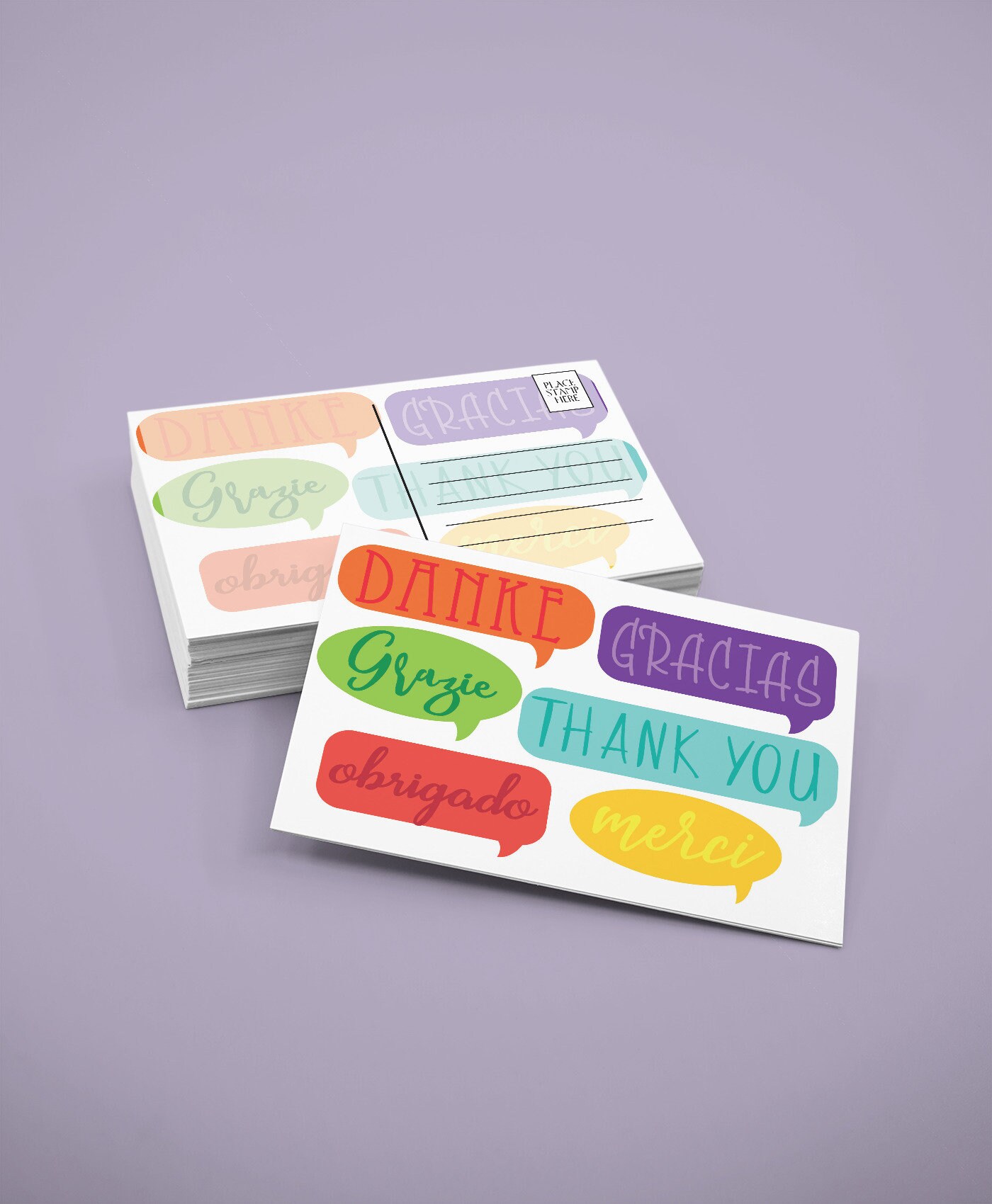 Multiple Language Thank You Postcards - Set of 40 - 4 X 6 Thank You ...