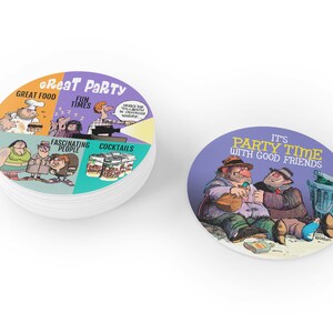 Funny Drink Coasters - Drink Coasters for Parties & Home - Double Sided ...