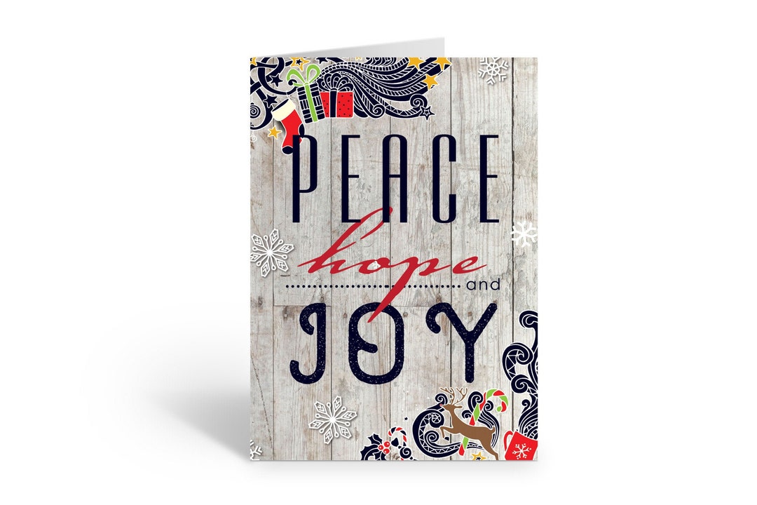 Peace and Joy Christmas Card - 12 Christmas Cards and Envelopes ...