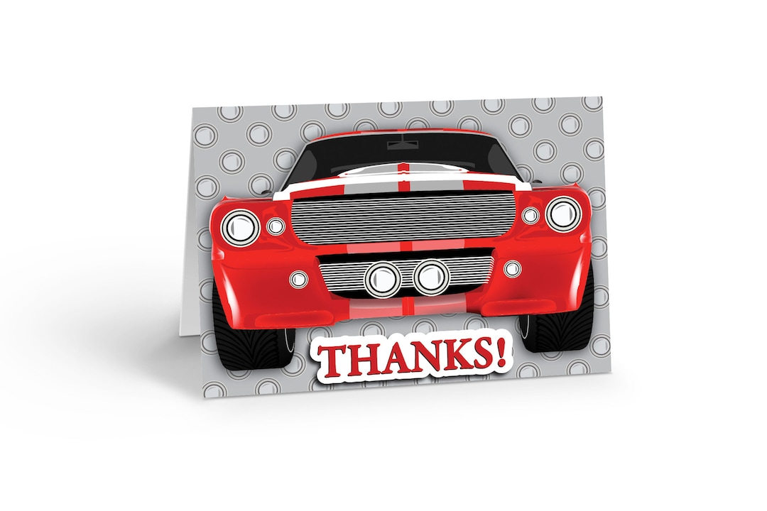 Muscle Car Theme Thank You Note Card - 10 Boxed Cards & Envelopes ...
