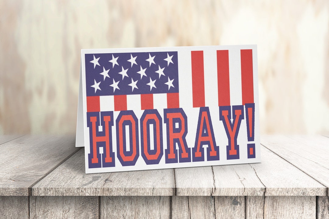 Hooray American Flag Independence Day Cards - 12 Cute Holiday Cards ...