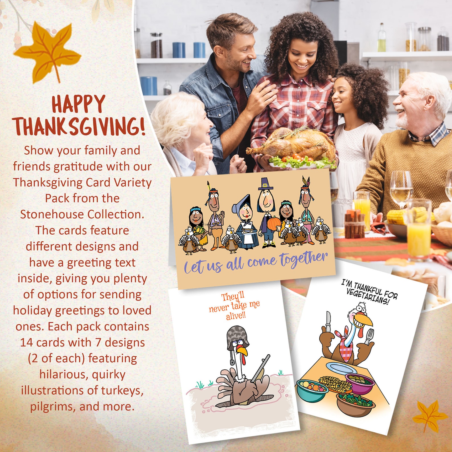 Thanksgiving Card Variety Pack 14 Funny Thanksgiving Cards & - Etsy