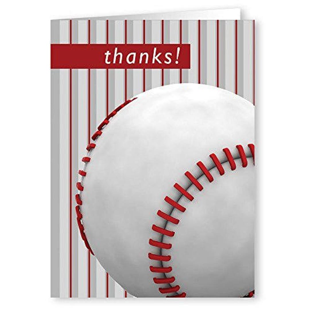 Baseball Thank You Note Card- 18 Cards & Envelopes - B14069 - Etsy