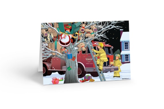 Firemen to the Rescue Christmas Card Firefighter 50009 | Etsy