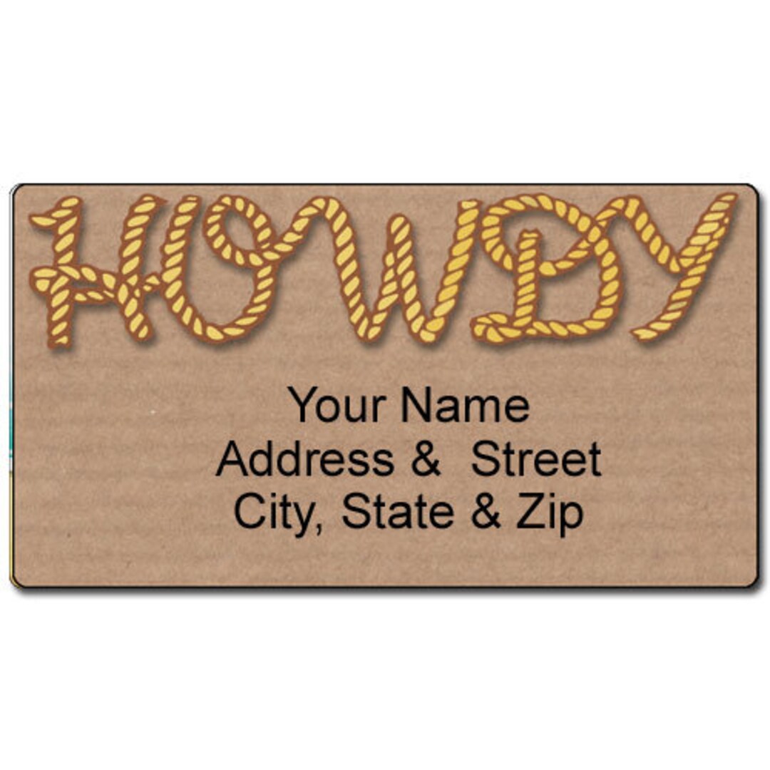 Howdy Custom Address Label -western Themed - Personalized Address Label ...