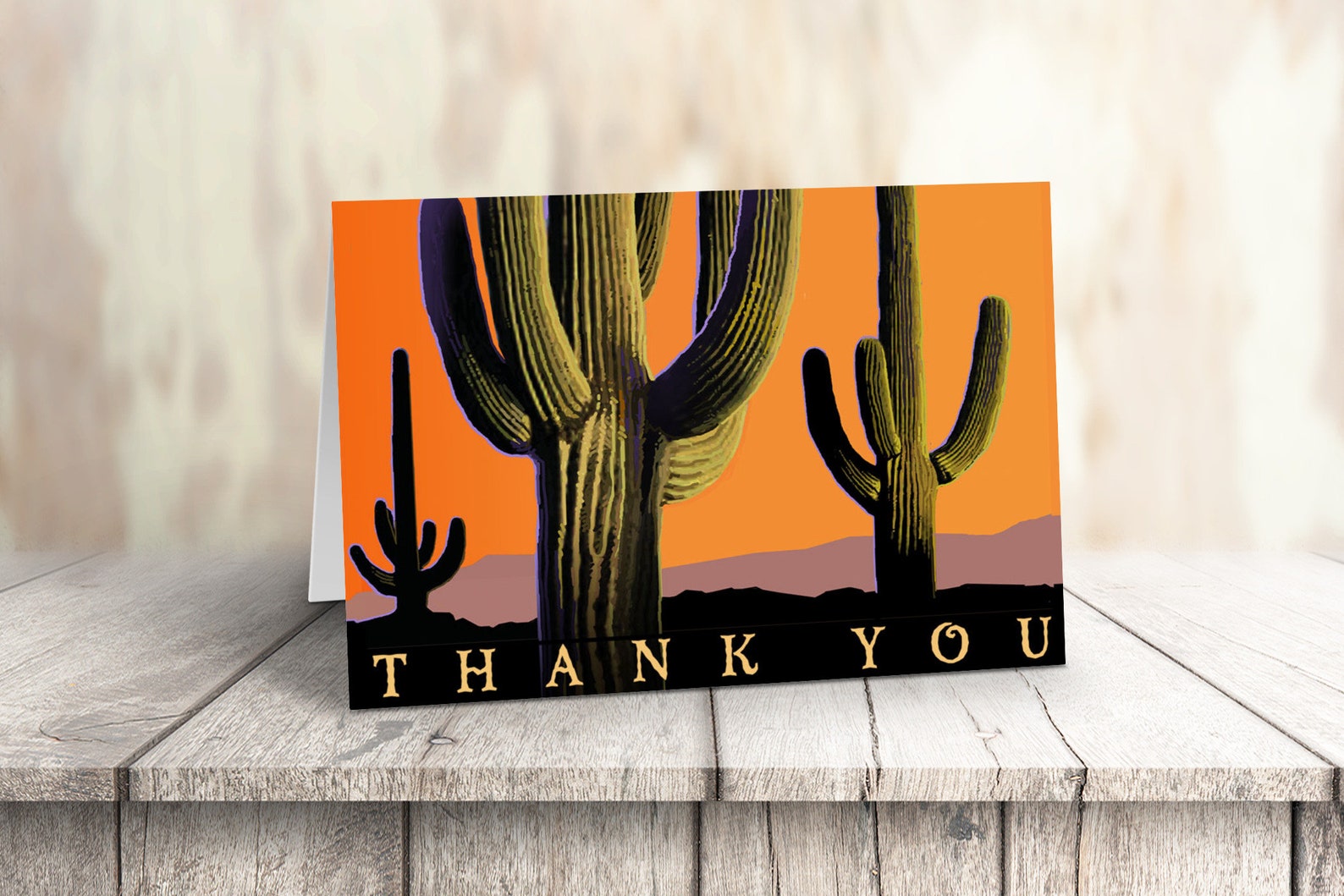 Desert Saguaro Cactus Thank You Note Card 10 Boxed Cards & - Etsy UK