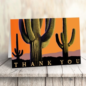 Desert Saguaro Cactus Thank You Note Card - 10 Boxed Cards & Envelopes ...