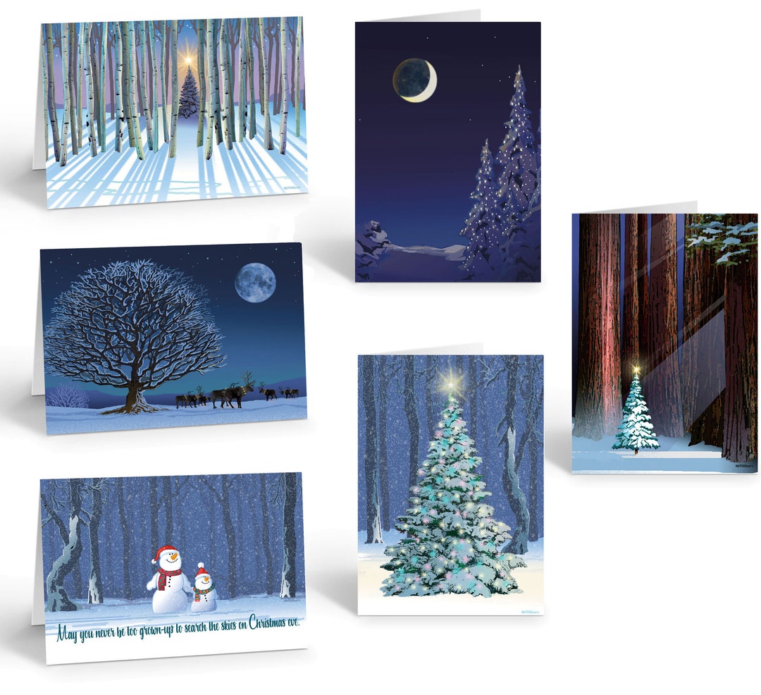 Assorted Christmas Cards | Winter Forest Holiday Boxed Cards | USA Made ...