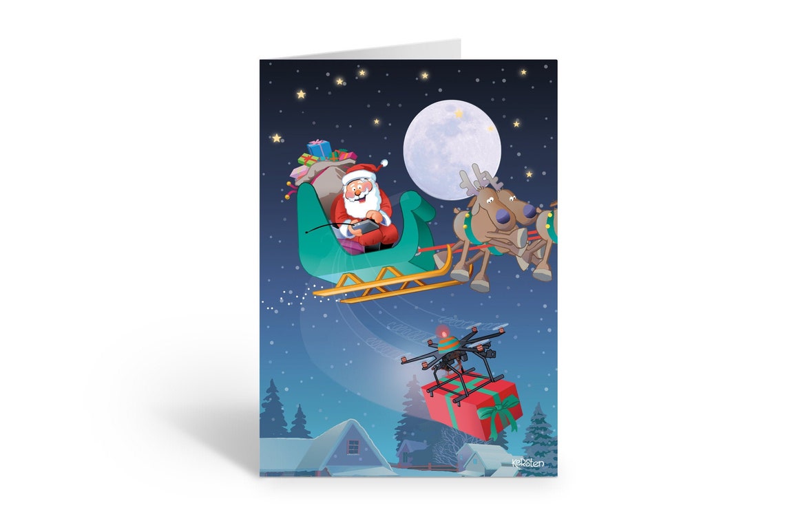 Drone Delivery - 18 Funny Christmas Cards & Envelopes - 20056a - Etsy