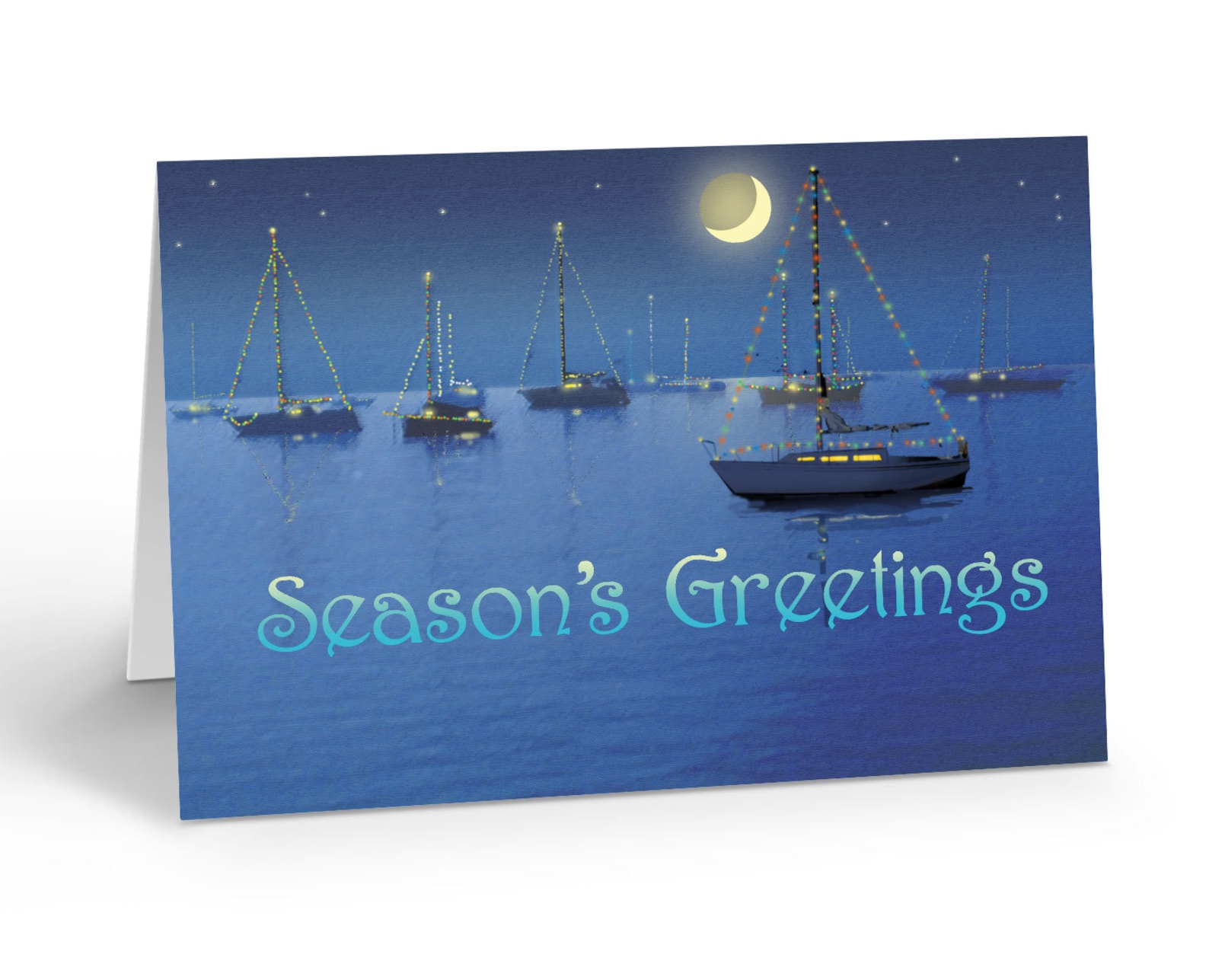Nautical Theme Christmas Card Variety Pack - 15 Boat Christmas Cards ...