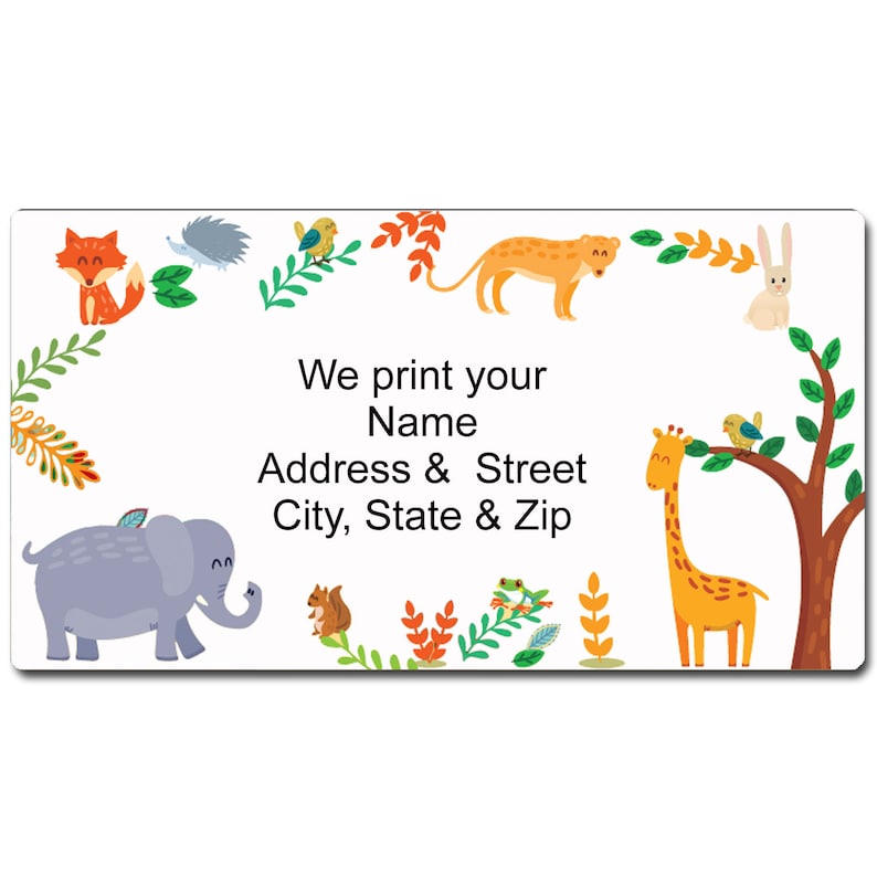 Kids Animal Custom Address Label Personalized Address Label - Etsy
