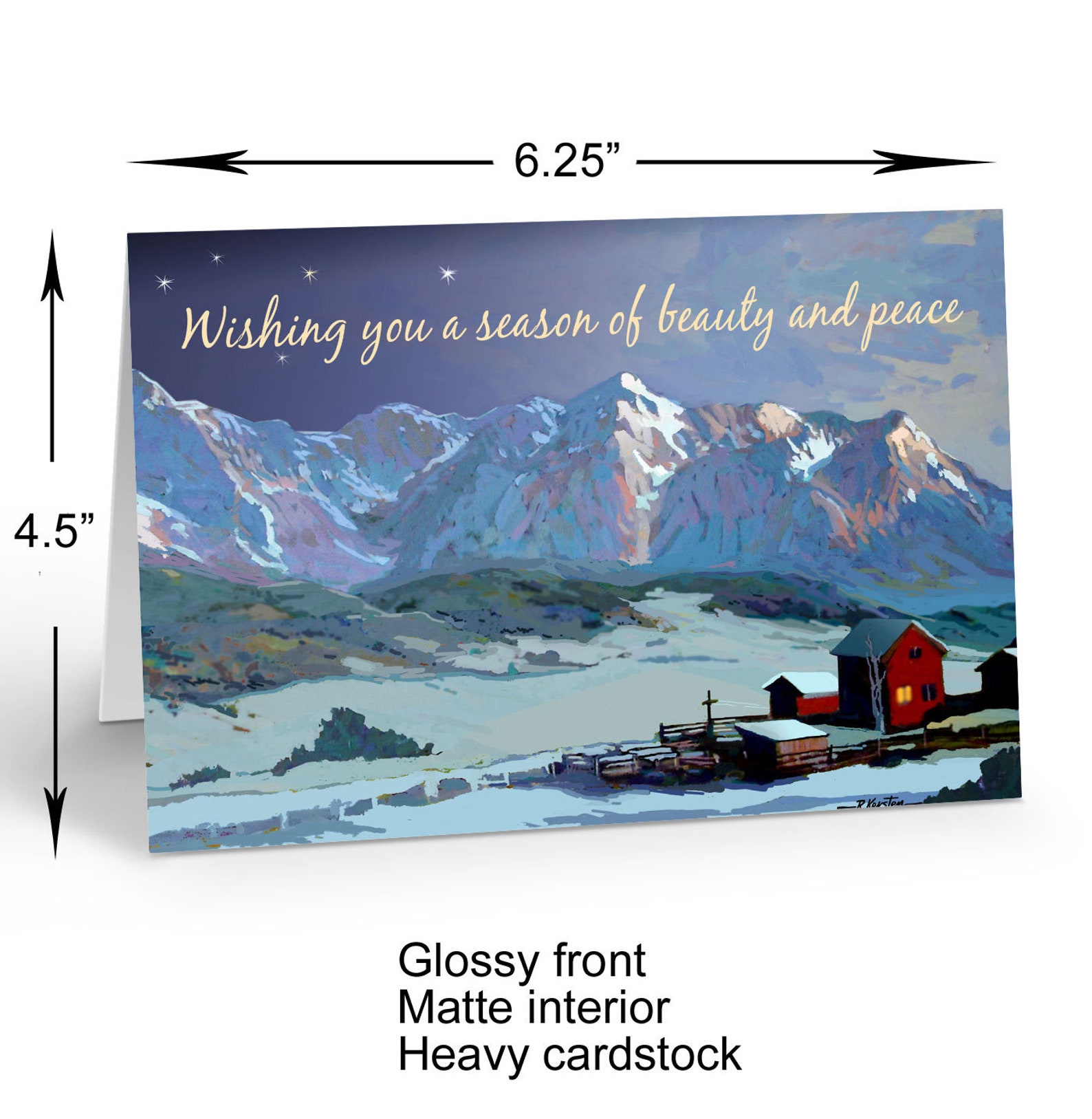 Winter Home and Mountain Christmas Card - Traditional Christmas Cards ...