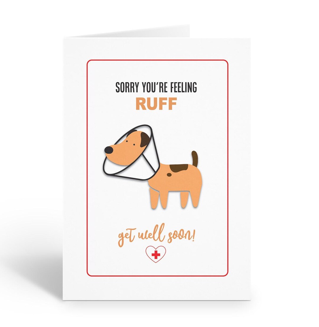 Get Well Card - Cute Dog "get Well Soon" - Single Card With Envelope ...