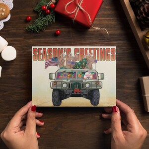 Santa Delivery in a HUMVEE - Military Theme Christmas Card -50018 - Etsy