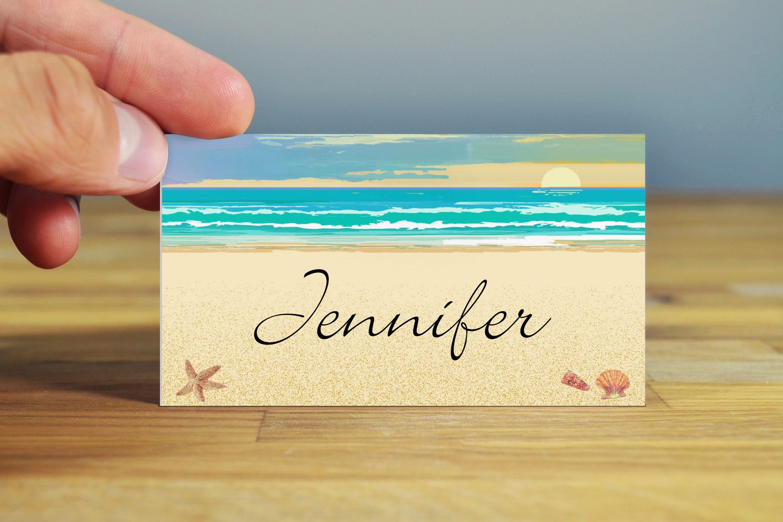 Beach Place Cards - 25 Guest Seating Name Cards - Beach Table Tents ...