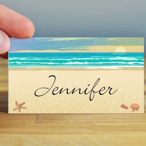 Beach Place Cards - 25 Guest Seating Name Cards - Beach Table Tents ...