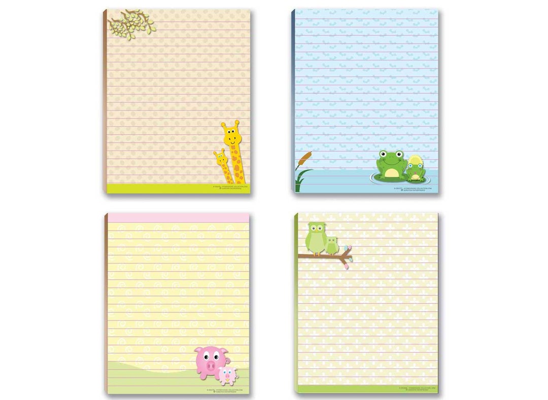 Cute Animal Theme Pads - 4 Assorted Note Pads - Great Gift Idea - 620 ...