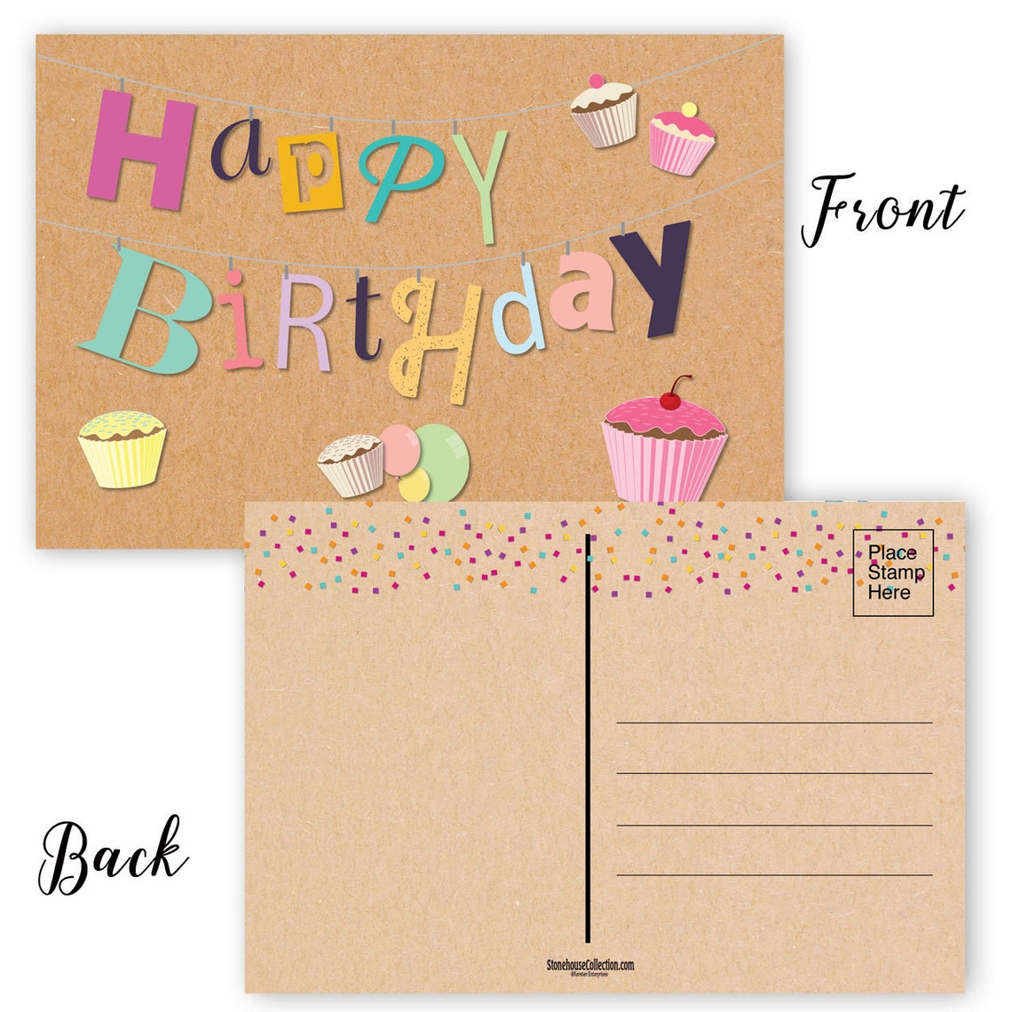 Assorted Happy Birthday Postcards Full Color Both Sides - Etsy