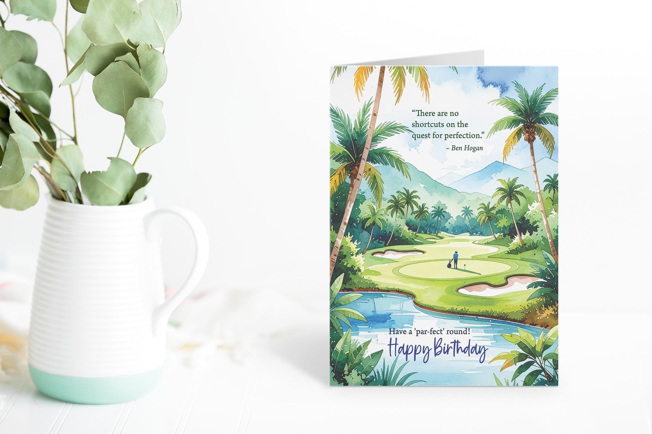 Pretty Golf Course Happy Birthday Card - Single Card W/envelope ...