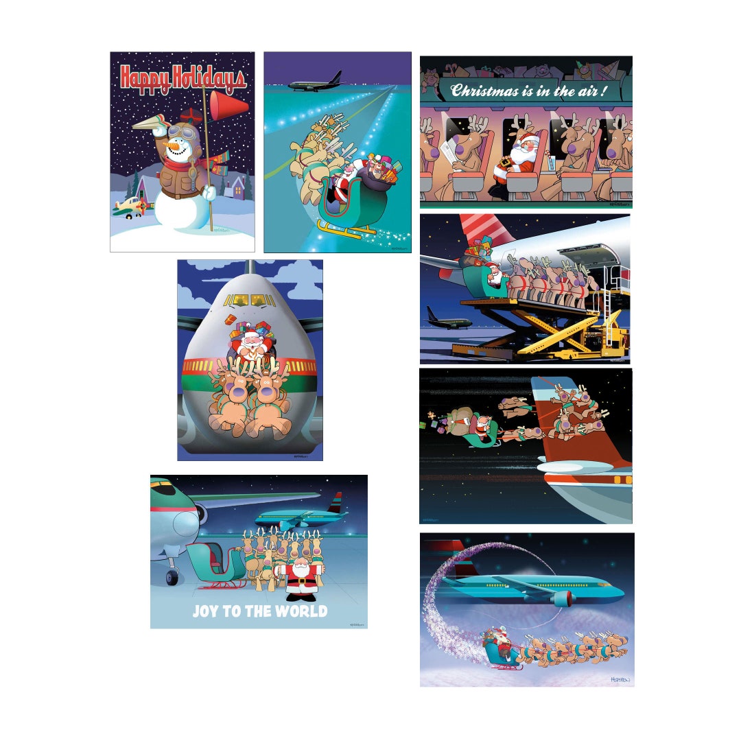 Airplane Christmas Card Variety Pack, 24 Count Assortment, Holiday ...