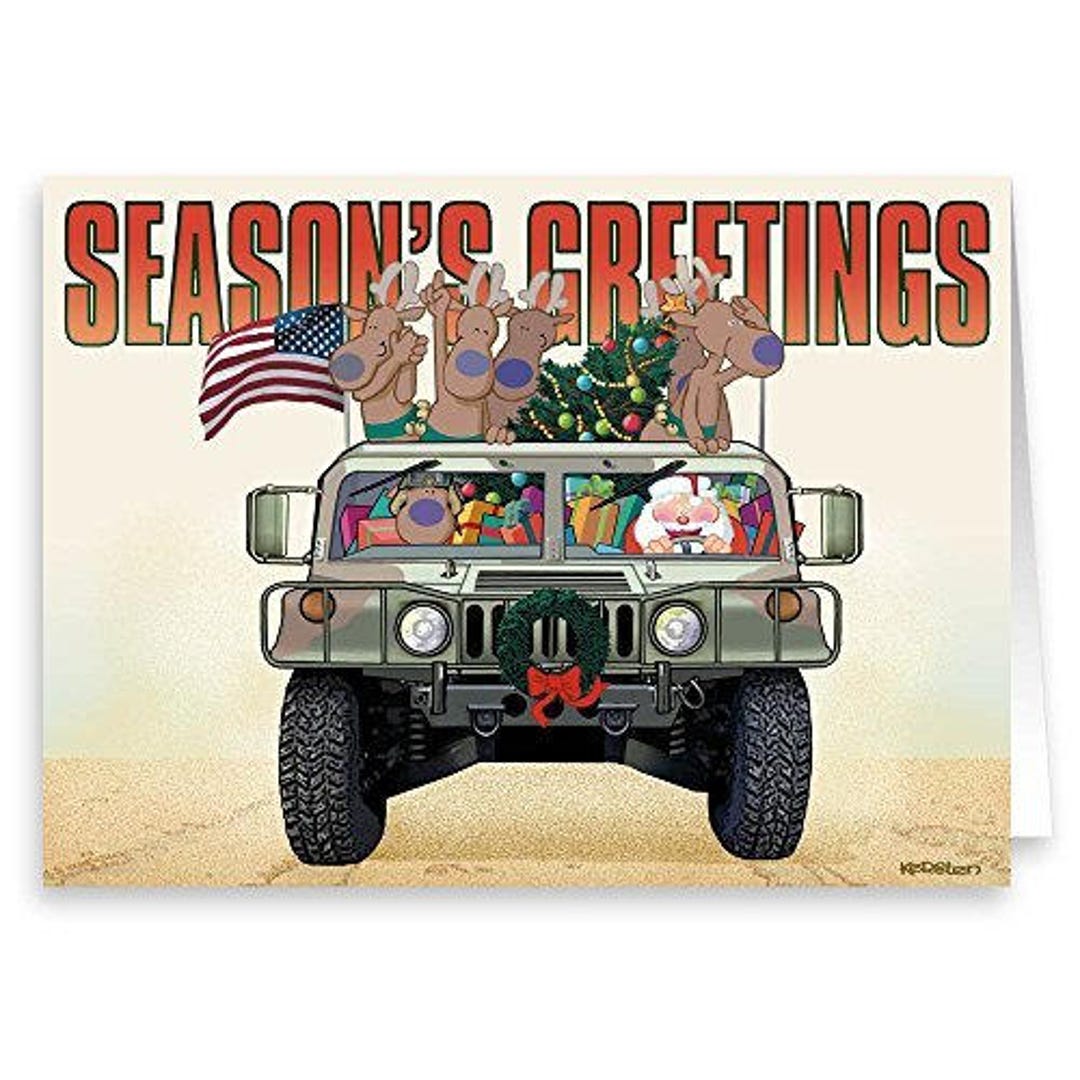 Santa Delivery in a HUMVEE - Military Theme Christmas Card -50018 - Etsy