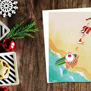Santa is Going Surfing Funny Holiday Card - 18 Holiday Beach Cards & 19 ...