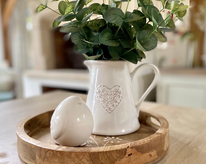 Vintage Wooden Round Tray With Handles Rustic Mango Wood Serving Tray ...
