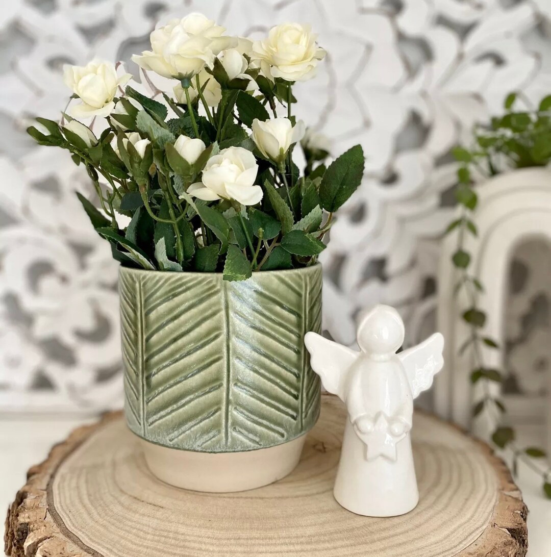 Sage Green Ceramic Plant Pot Terracotta Indoor Outdoor Planter ...