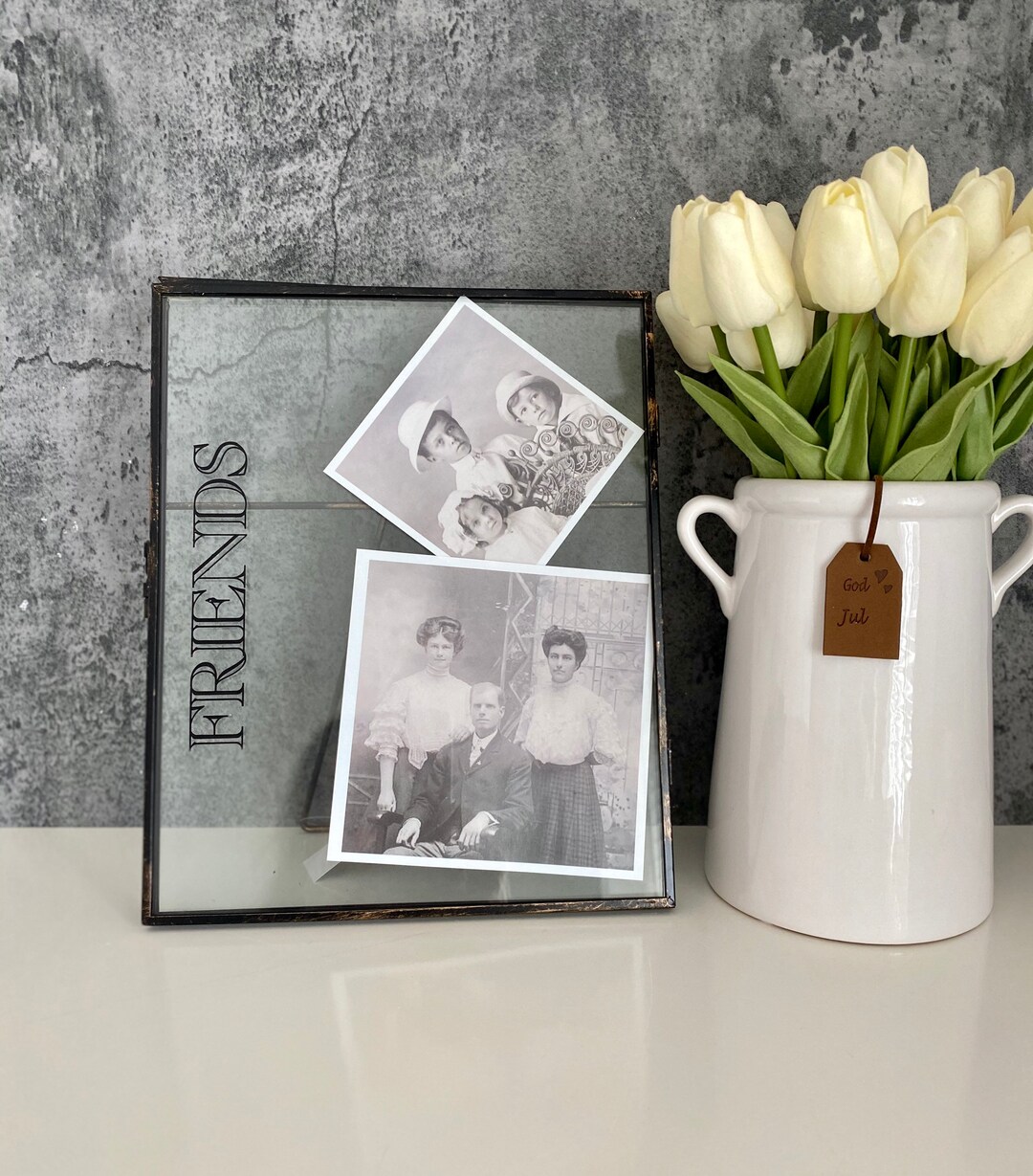 Vintage Metal Floating Glass Photo Frame Best Friend Gift Glass Collage ...