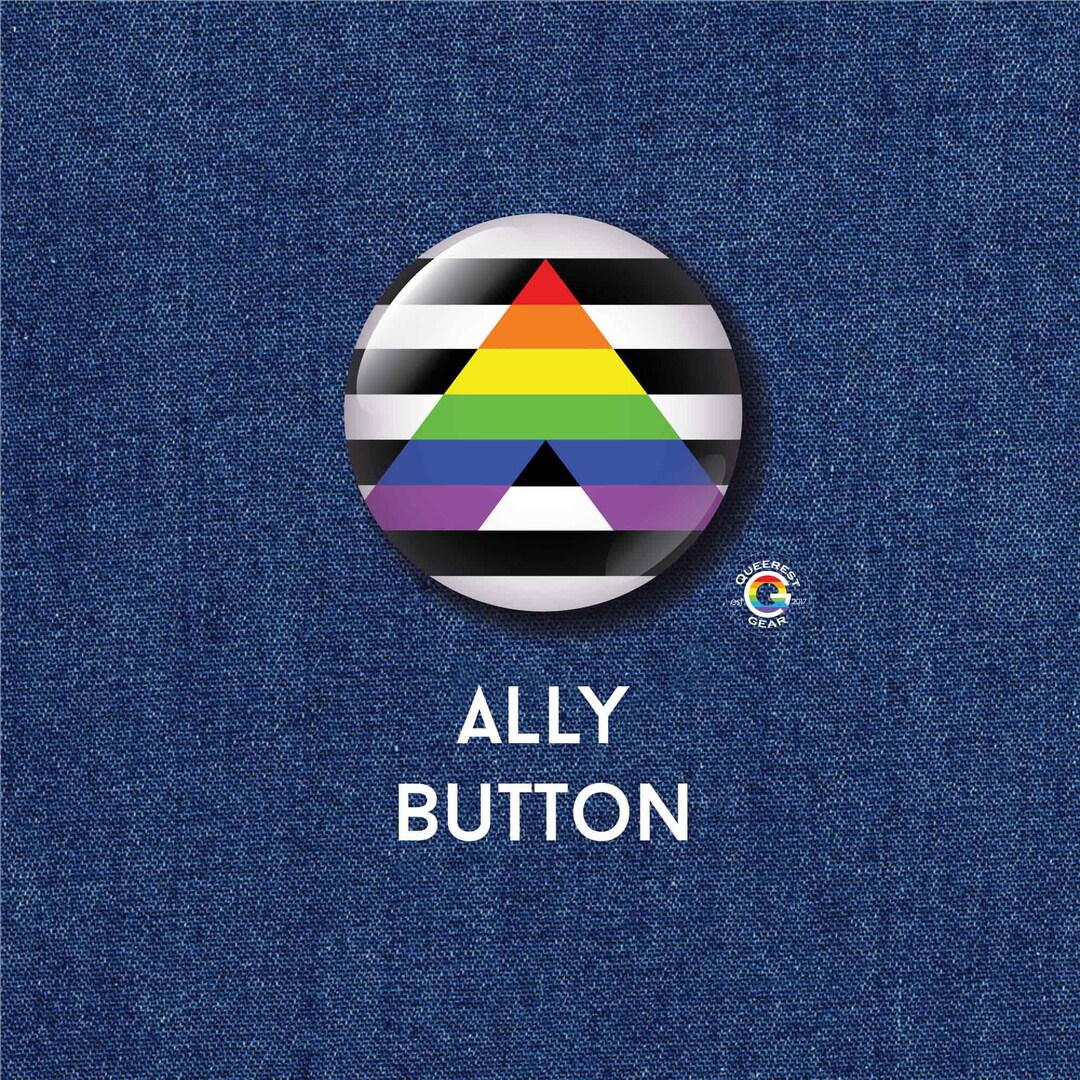 1.5" Rainbow Button Ally Pride Button Rainbow Stripe Rainbow Flag Ally ...