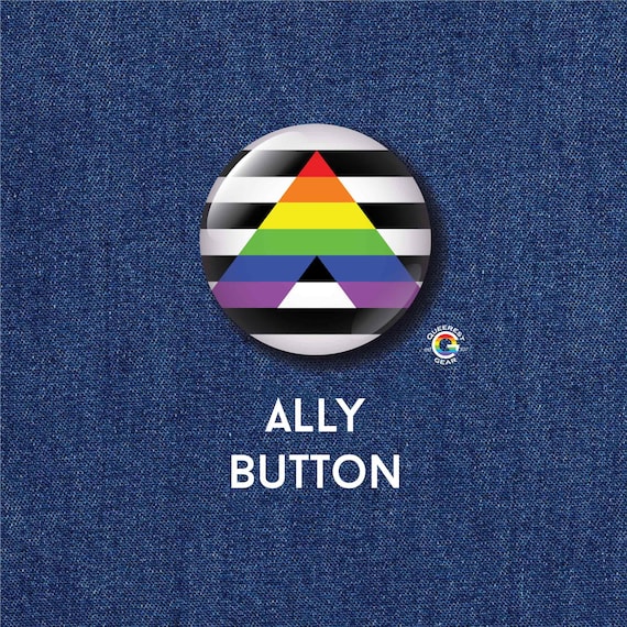 1.5 Rainbow Button Ally Pride Button Rainbow Stripe | Etsy