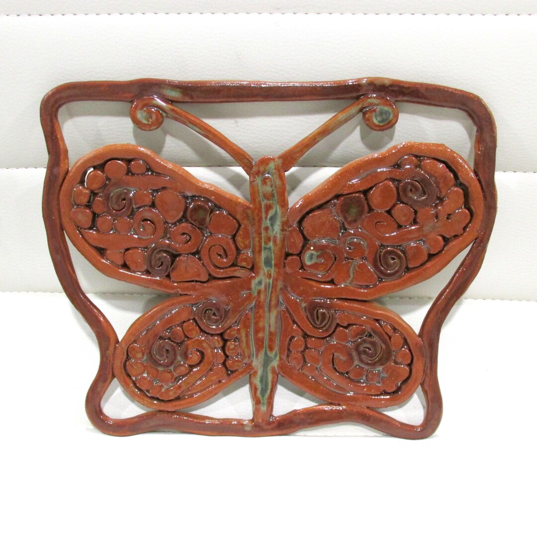 Ceramic Butterfly, Pottery Wall Art, Butterfly Hanging Tile, Nature ...