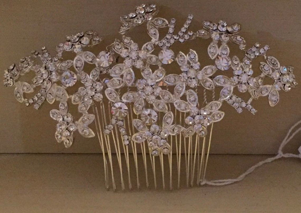 Silver Diamante Flower Hairslide - Etsy