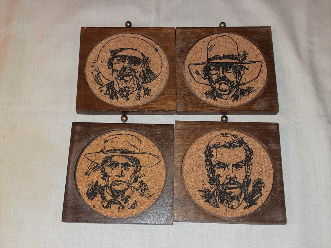 Set of Wooden 'western' Coasters - Etsy