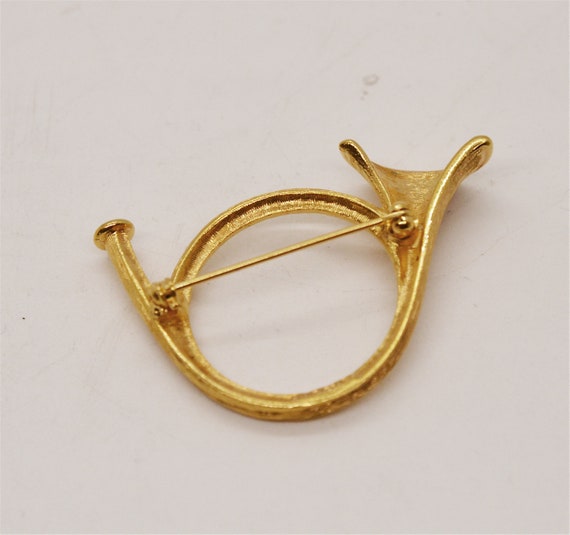 Vintage 1970s Gold Tone Napier Brooch, Hunters Horn, … - Gem