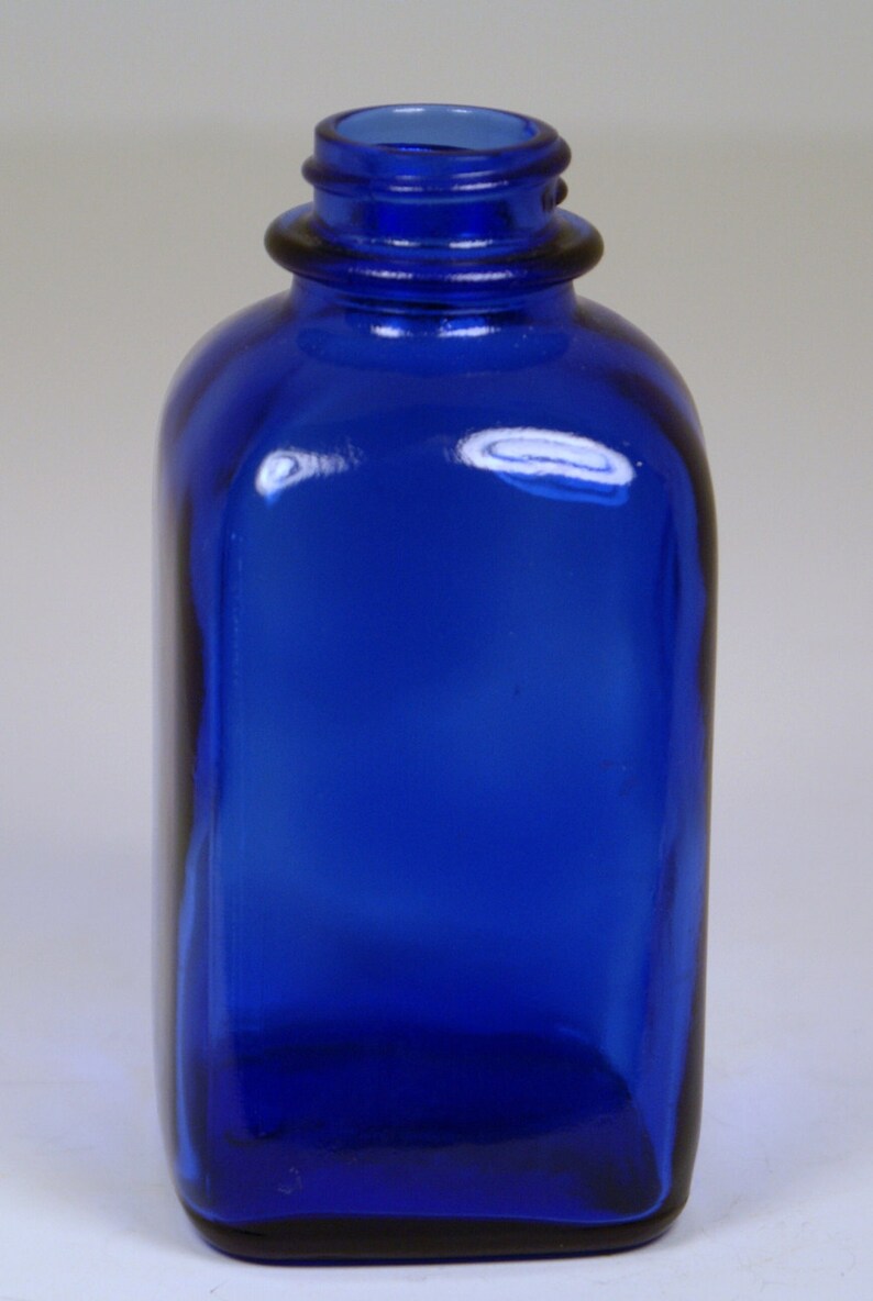 Vintage Cobalt Blue Glass Square Apothecary Bottle - Etsy