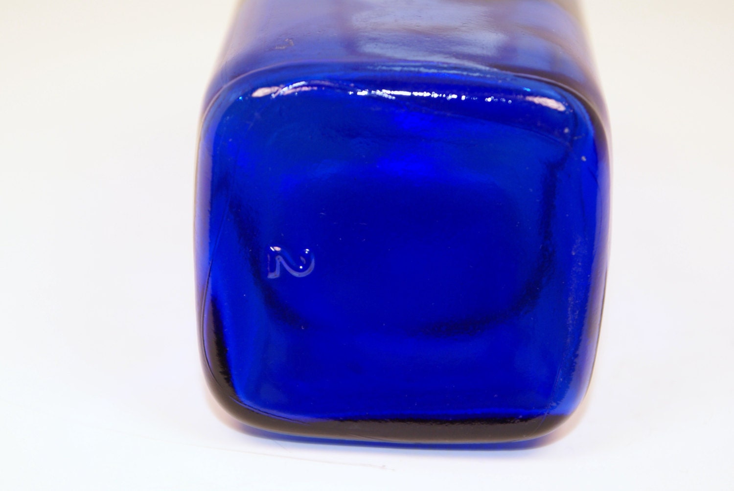 Vintage Cobalt Blue Glass Square Apothecary Bottle - Etsy